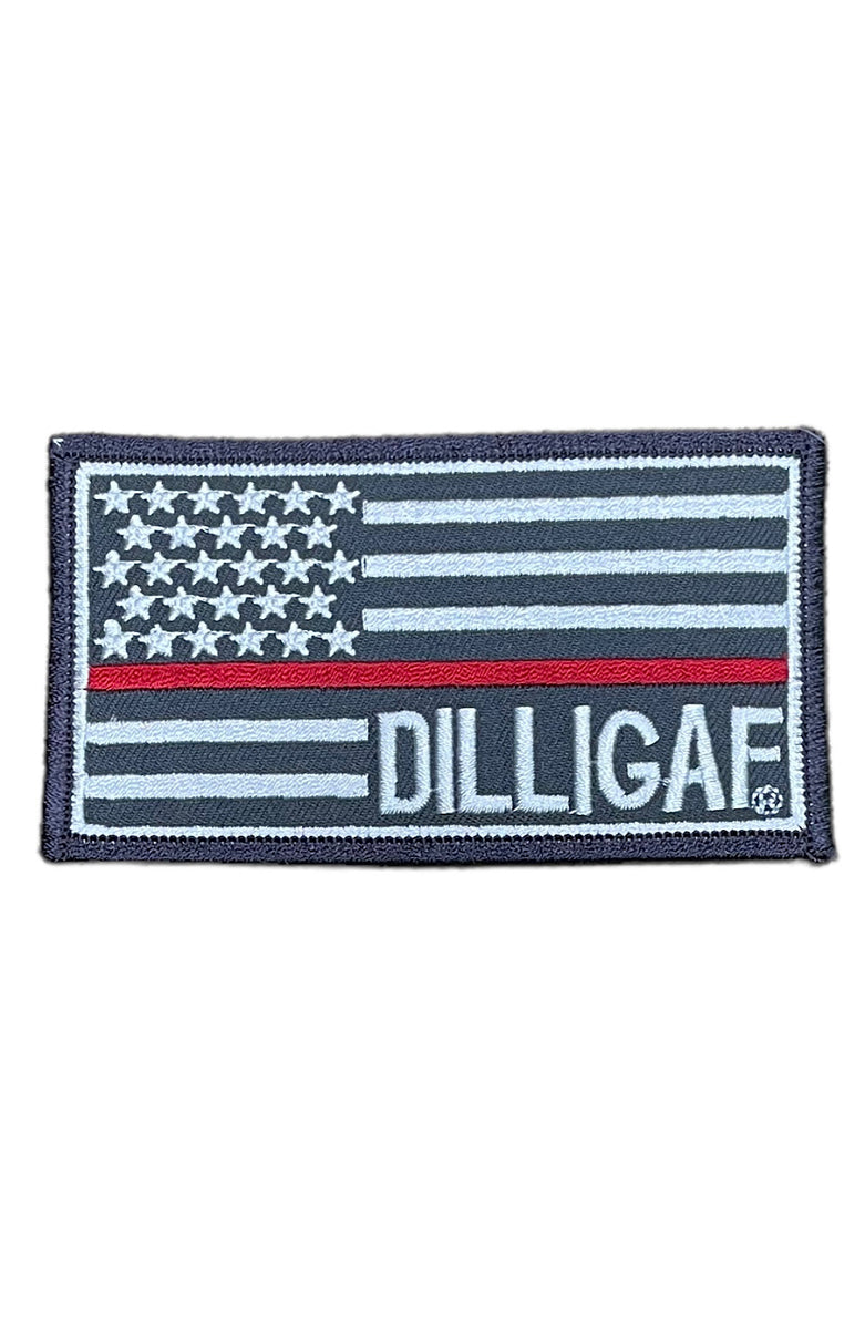Dilligaf Red Line Flag Patch 4”x 2 1/4” – Dilligaf by Bohica Bill