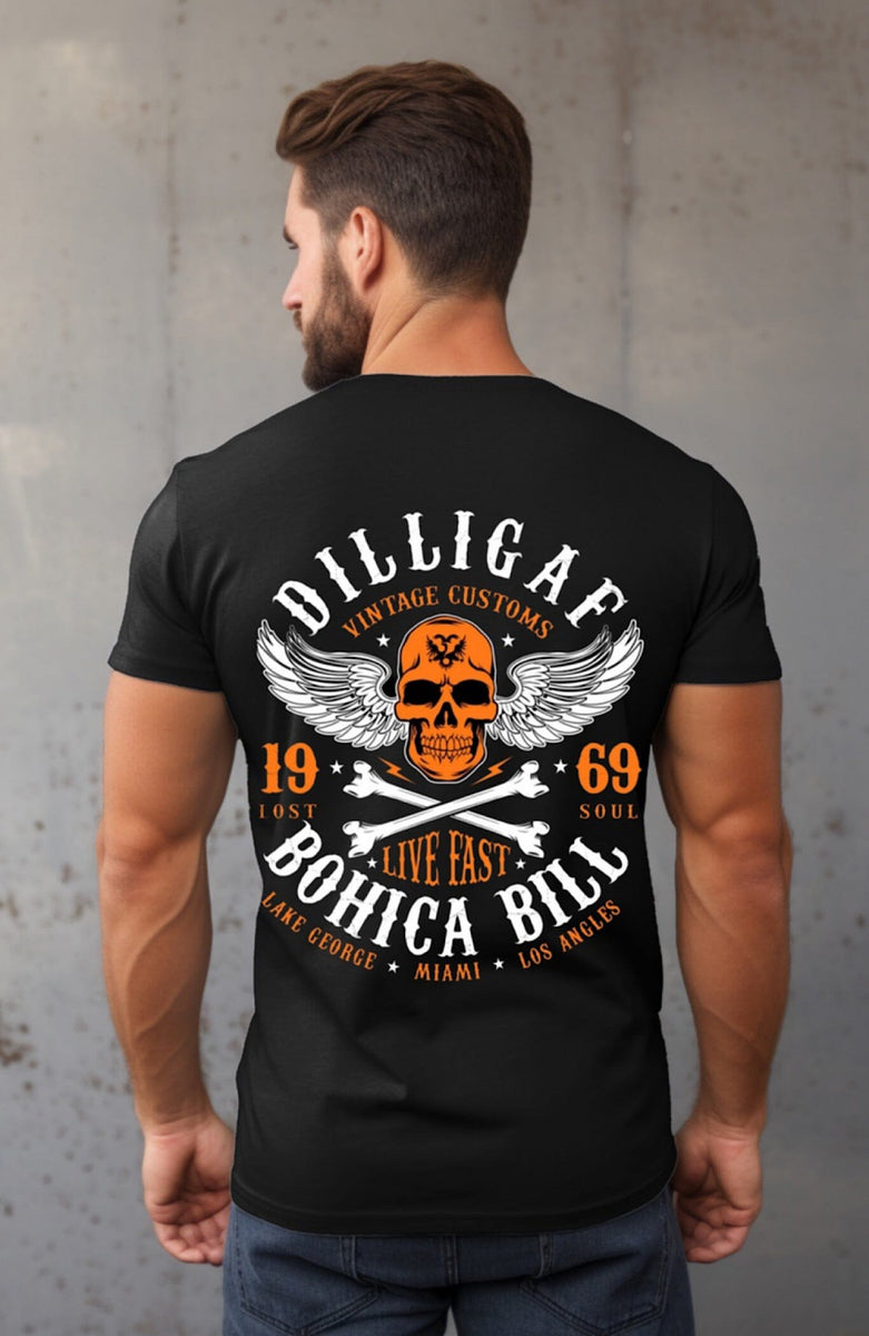 Vintage Customs/Live Fast tshirt – Dilligaf by Bohica Bill
