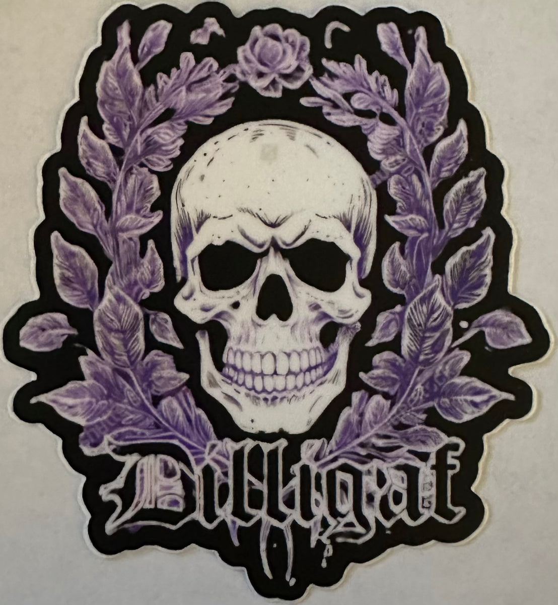 Purple Vine Skull Sticker 3 x 3 – Dilligaf by Bohica Bill